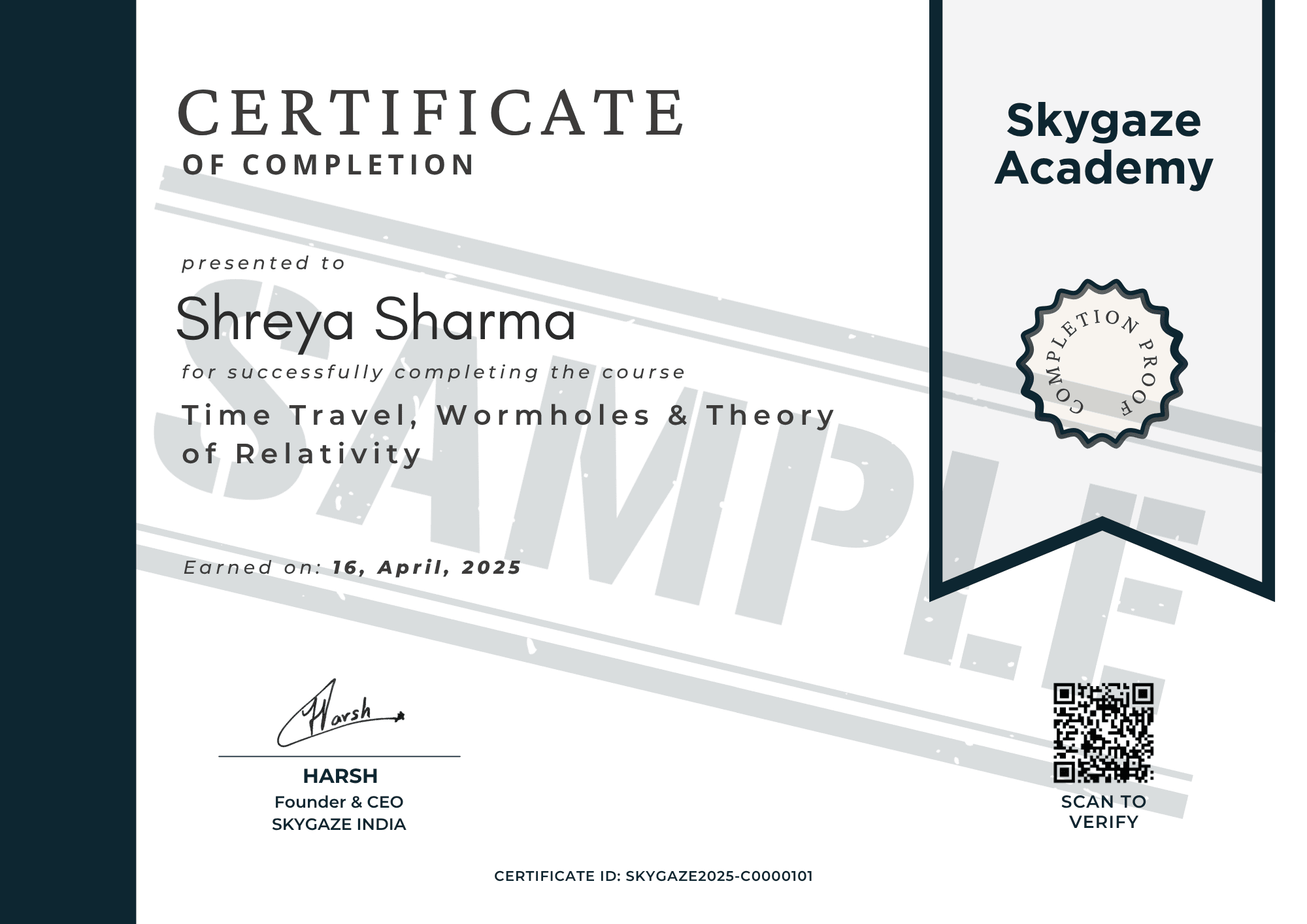 Sample Certificate